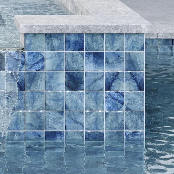 CRUZ BAY STUDIO Seascape 6 in. x 6 in. Shallows Gloss Glazed Porcelain ...