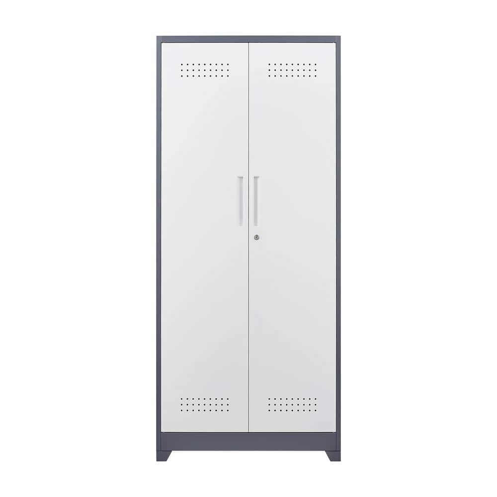 Flynama 15.75 in. W x 72.83 in. D x 31.50 in. H Gray and White Linen ...