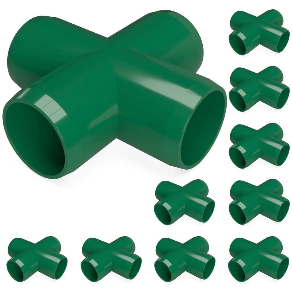 Formufit 1/2 in. Furniture Grade PVC Cross in Green (10-Pack) F012CRX ...