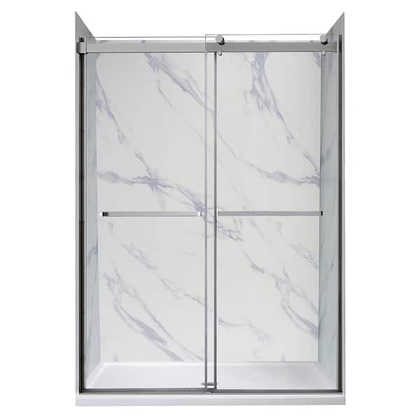 Foremost Lagoon Door and Panel 48 in. x 76 in. Center Drain Alcove ...