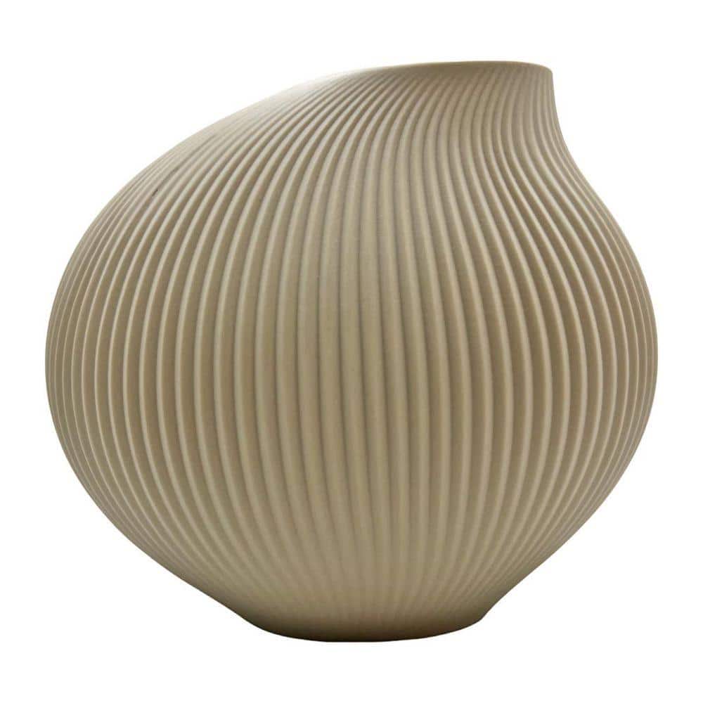 castellousa Beige 6 in. Wide Modern Round Ceramic Vase for Flowers CB ...