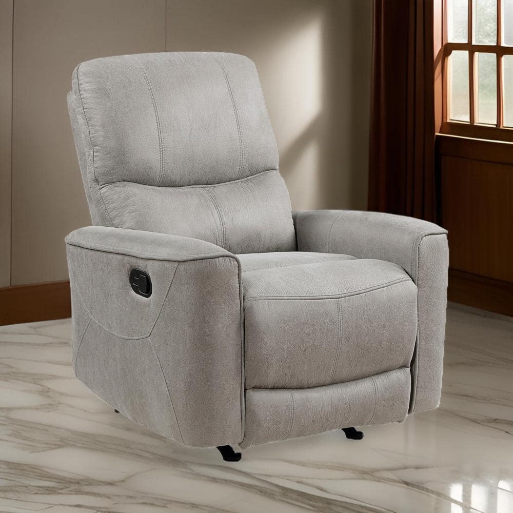 Benjara Gray Tufted Back Microfiber Manual Rocker Recliner BM316724 ...