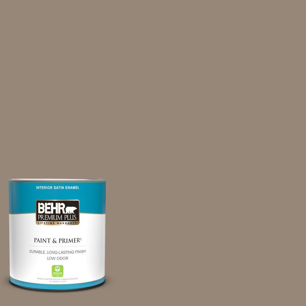 BEHR PREMIUM PLUS 1 qt. #PPU5-06A Light Truffle Satin Enamel Low Odor ...