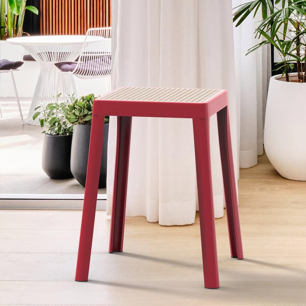 Reviews for Leisuremod Tresse 18 in. Red Backless Square Plastic Dining ...