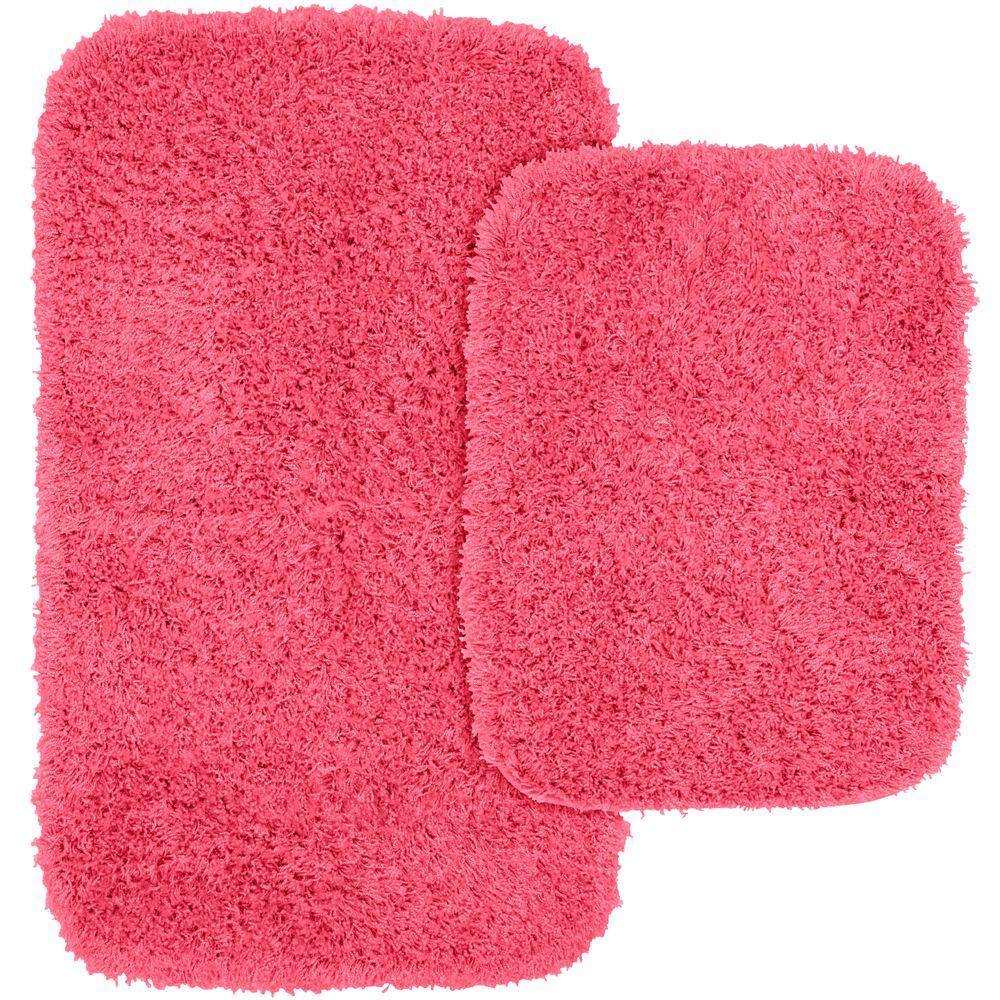 Garland Rug Jazz Pink 21 in. x 34 in. Washable Bathroom 2-Piece Rug Set ...
