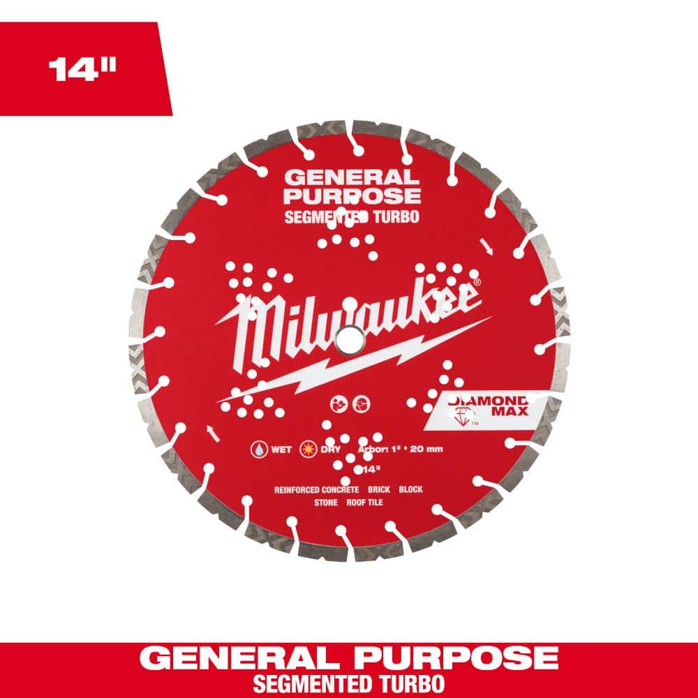 Milwaukee 14 in. DIAMOND MAX General Purpose Segmented Turbo Diamond ...