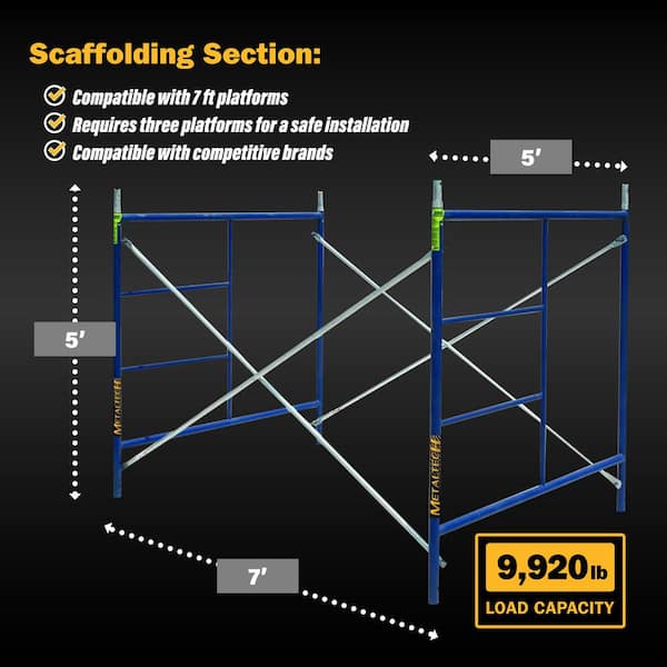 MetalTech Saferstack Scaffold Section, 1-Story Scaffolding Frame Set ...