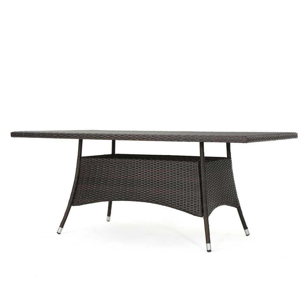 Noble House Rectangular Faux Rattan Outdoor Patio Dining Table 7634 ...