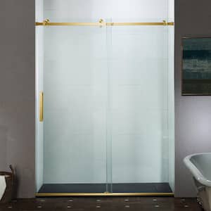 mortix 60 in. W x 80 in. H Double Sliding Frameless Shower Door in Brushed Nickel with 3/8 in ...