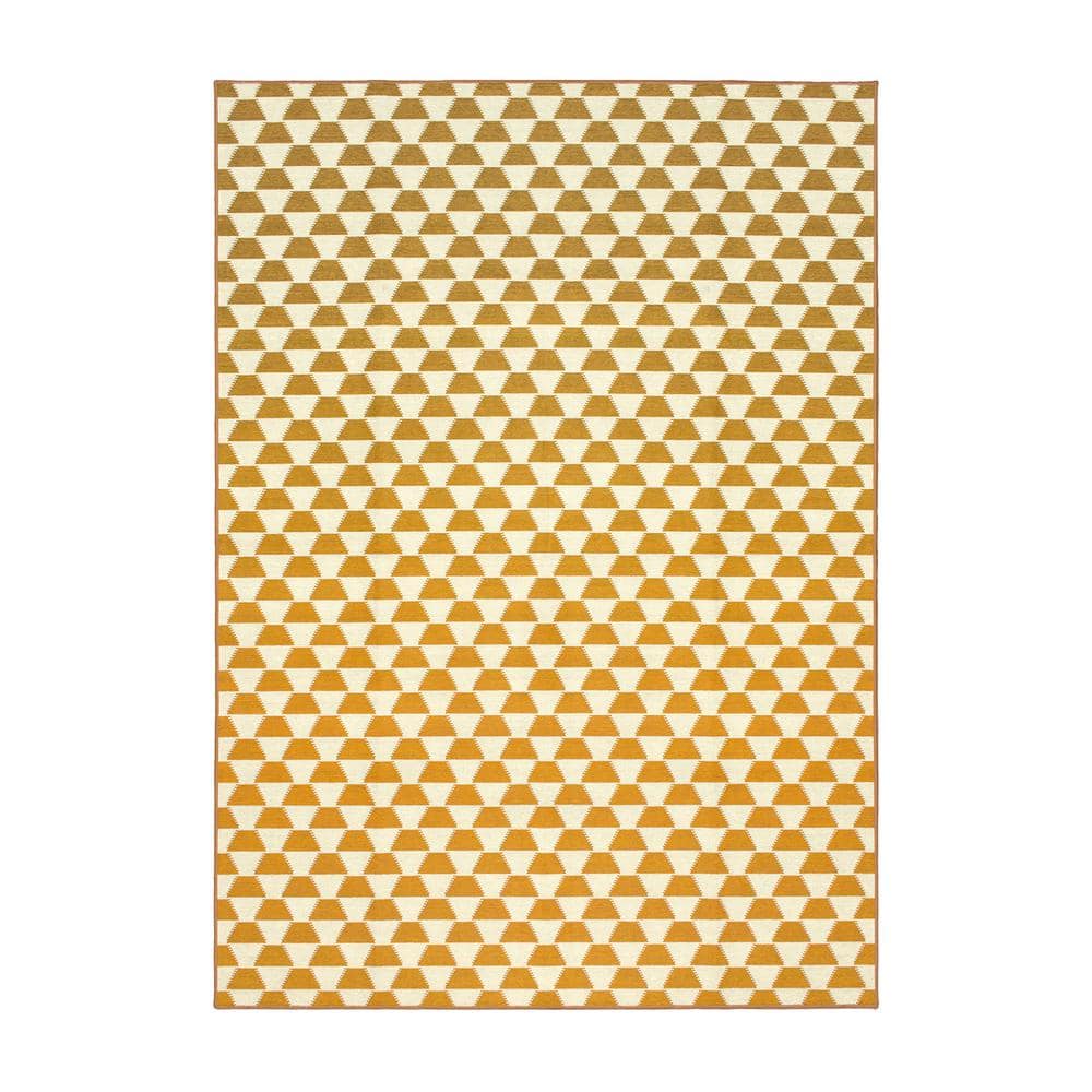 My Magic Carpet Yanis Yellow/Gold 5 ft. x 7 ft. Geometric Washable Area ...