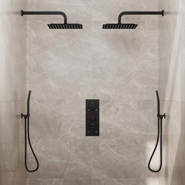 Reviews for EVERSTEIN 8-Spray Patterns Two 12 in. Dual Shower Head 2.5 GPM Ceiling Mount Fixed ...