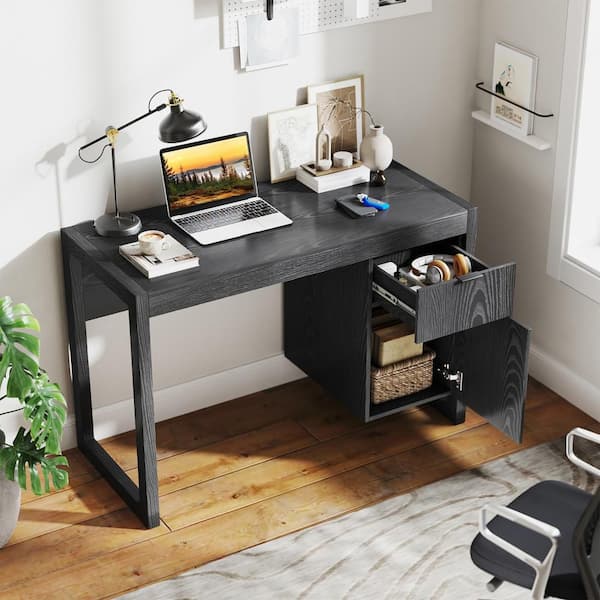 Gymax 44 in. Computer Desk with Storage Cabinet Pull-out Drawer Stable ...