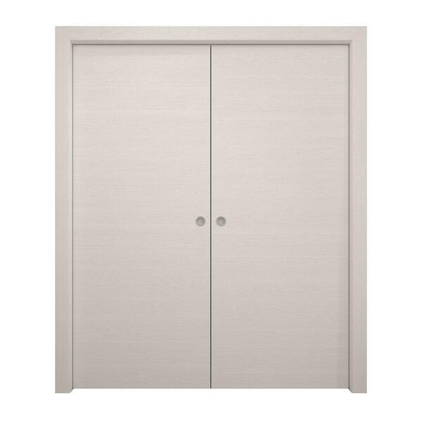 Sartodoors 36 in. x 80 in. Painted White Oak Solid Wood Double Pocket ...