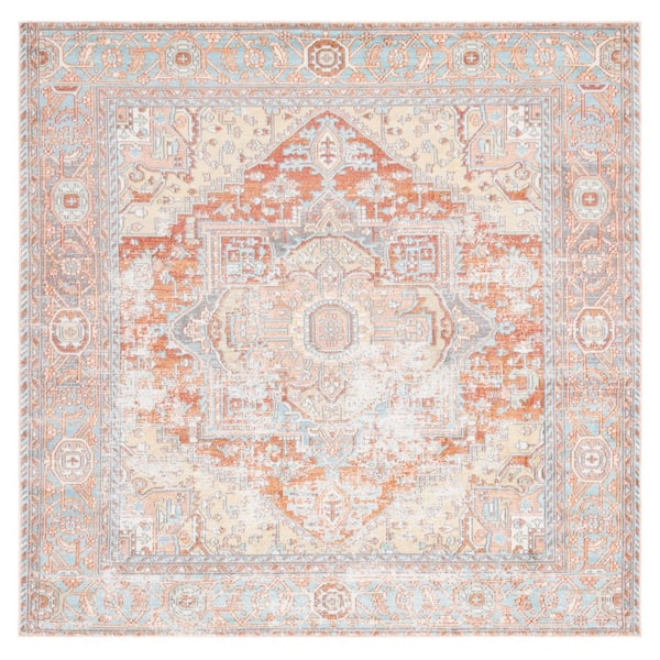 SAFAVIEH Aria 7 ft. x 7 ft. Rust/Taupe Garden Medallion Square Area Rug ...