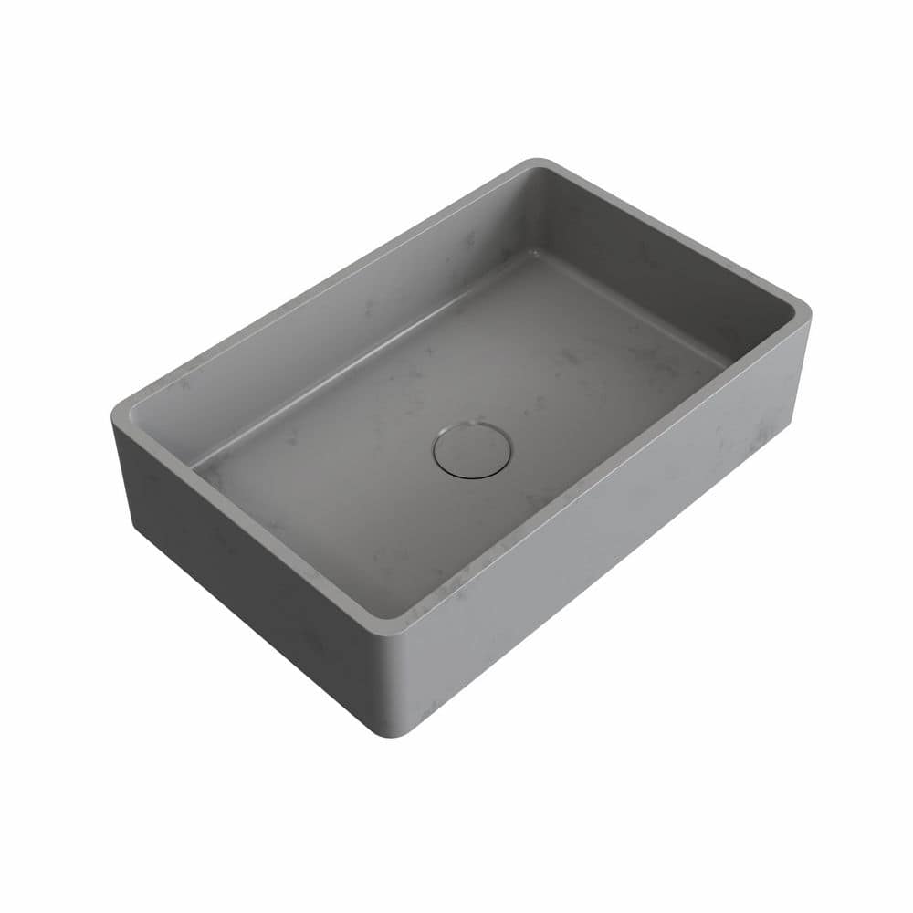 SJ STAR&JANE 19.7 in. Rectangular Bathroom Vessel Sink with Overflow Drain in Textured Gray MK ...
