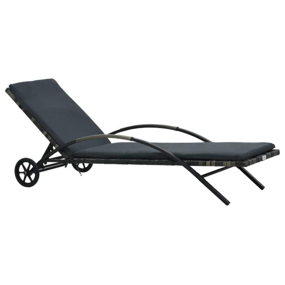 Benjara Gray Metal Frame Adjustable Outdoor Chaise Lounge with Gray ...