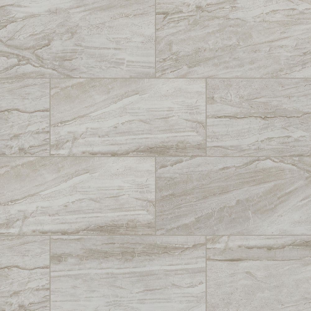 TrafficMaster Vigo Gris 12 in. x 24 in. Matte Ceramic Marble Look Floor ...