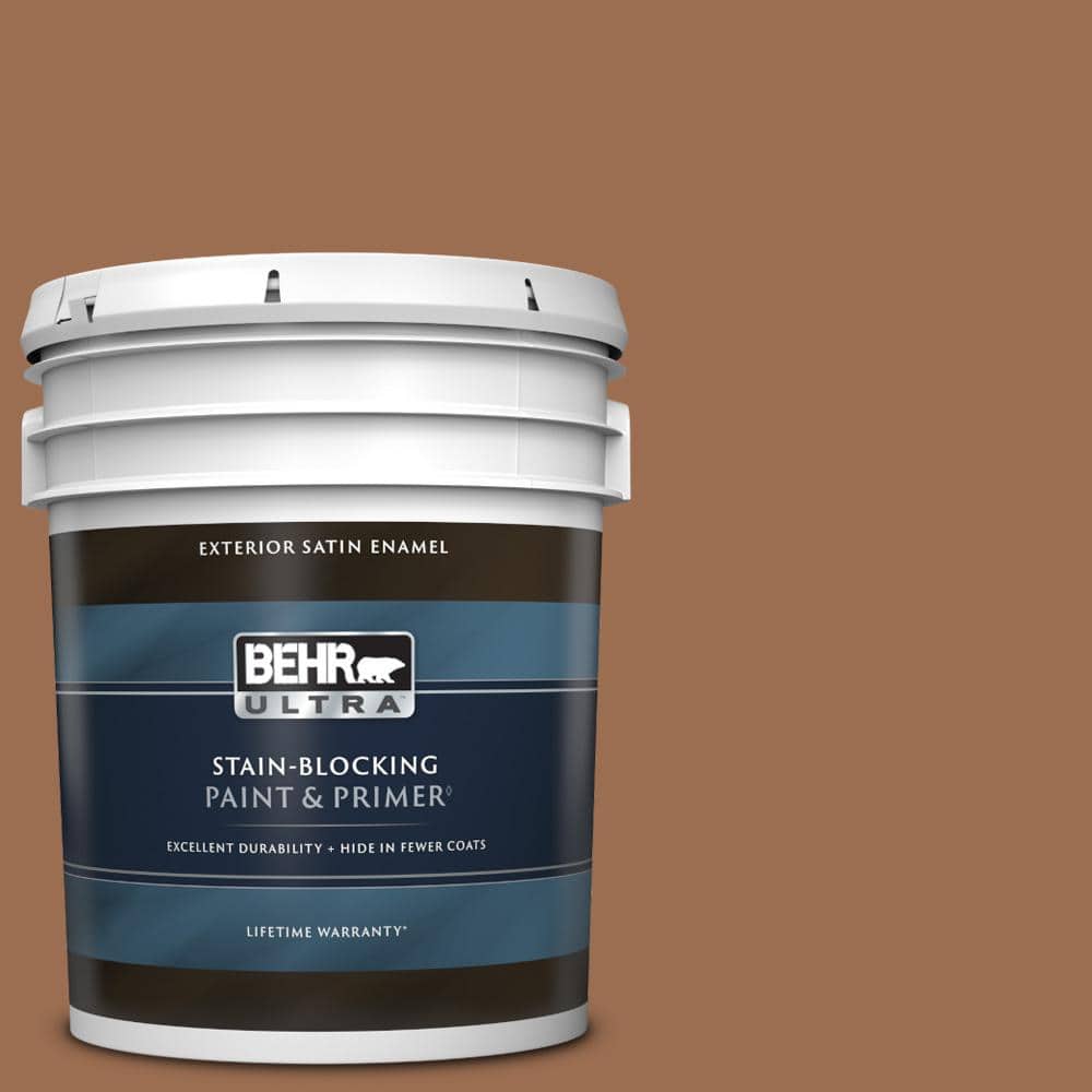 BEHR ULTRA 5 gal. #PMD-88 Sorrel Brown Satin Enamel Exterior Paint ...