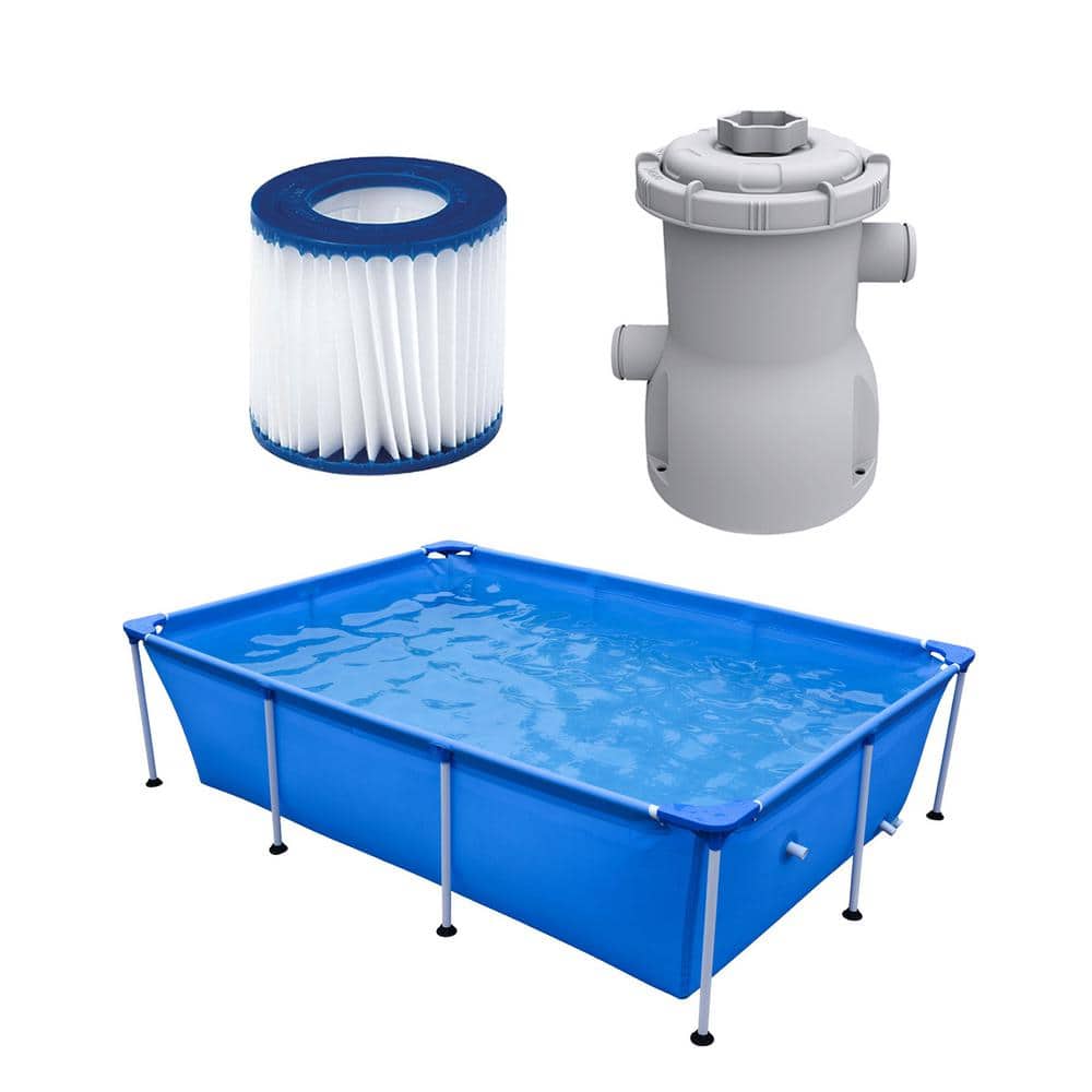 JLeisure 10 ft. x 6 ft. Rectangular Pool Bundle with Cartridge Filter ...