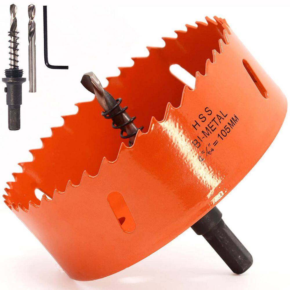 4-1/8 in. HSS Bi-Metal Hole Saw with Arbor for Drilling Wood Plastic ...
