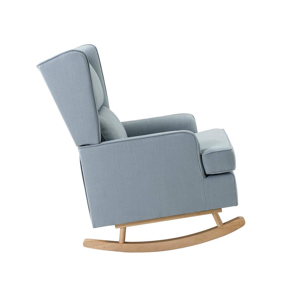 JAYDEN CREATION Andres Blue Rocking Chair with Solid Wooden legs ...