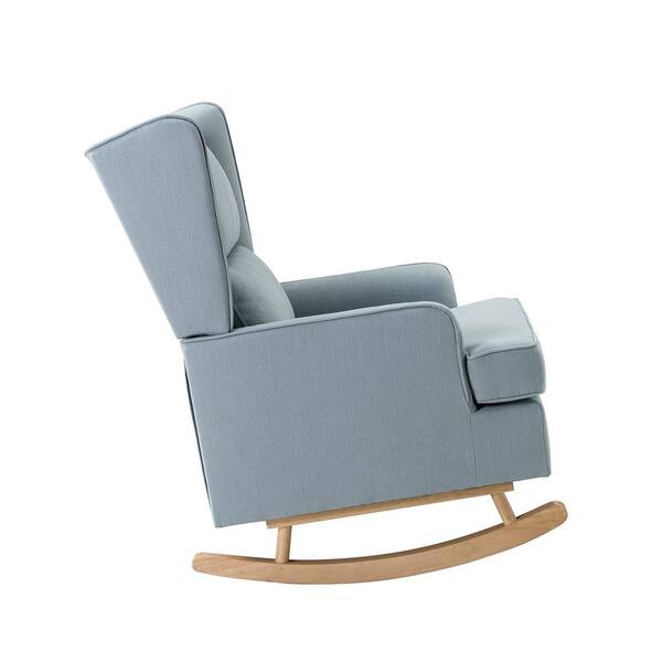 JAYDEN CREATION Andres Blue Rocking Chair with Solid Wooden legs ...