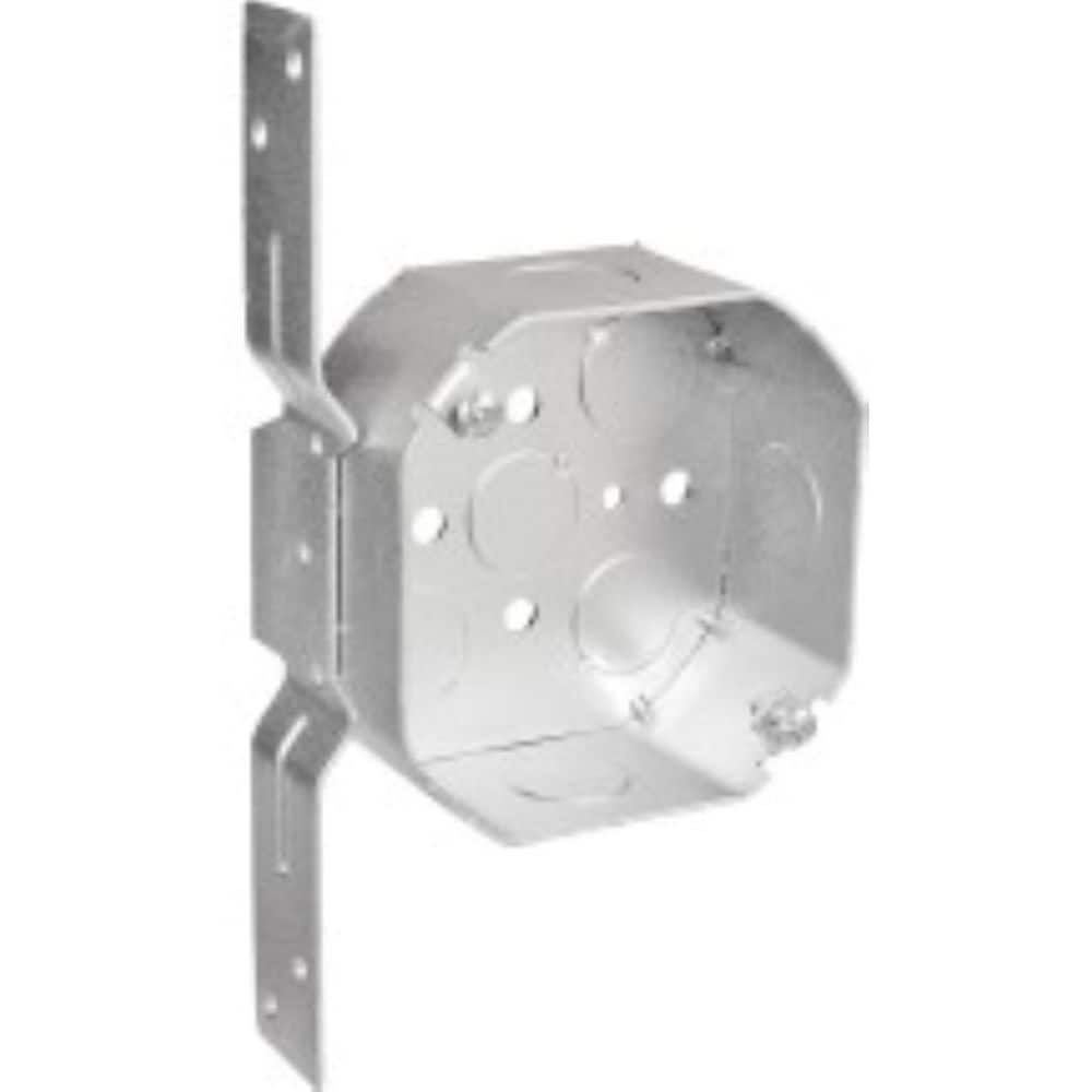 Southwire 4 in. W x 1-1/2 in. D Steel Metallic Octagon Box with Five 1/ ...