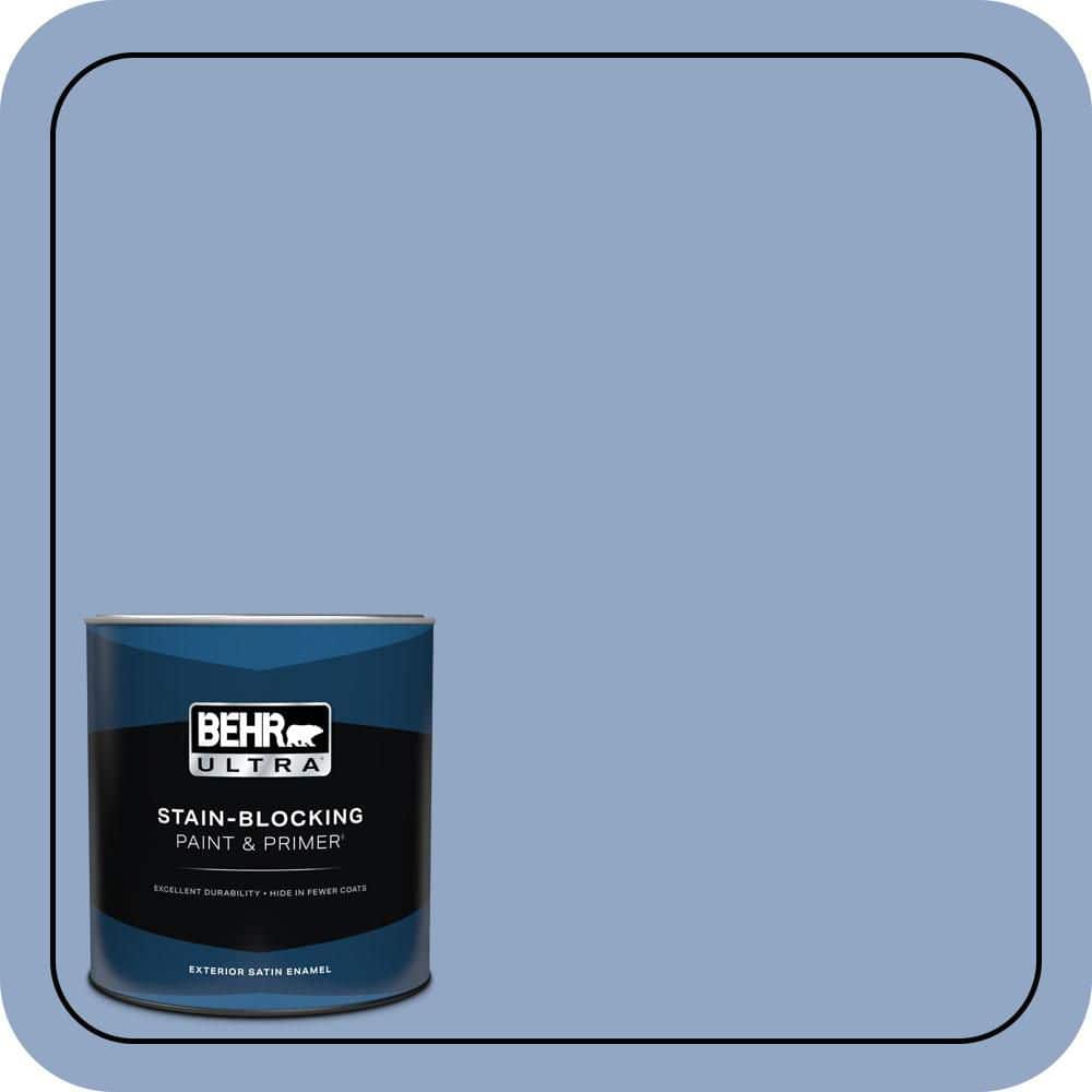BEHR ULTRA 1 qt. #PPU15-13 Blue Hydrangea Satin Enamel Exterior Paint ...