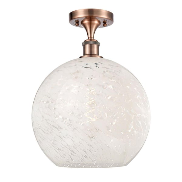 Innovations White Mouchette 12 in. 1-Light Antique Copper Modern Semi ...