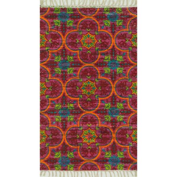 Loloi Rugs Aria Lifestyle Collection Berry/Multi 1 ft. 8 in. x 3 ft ...
