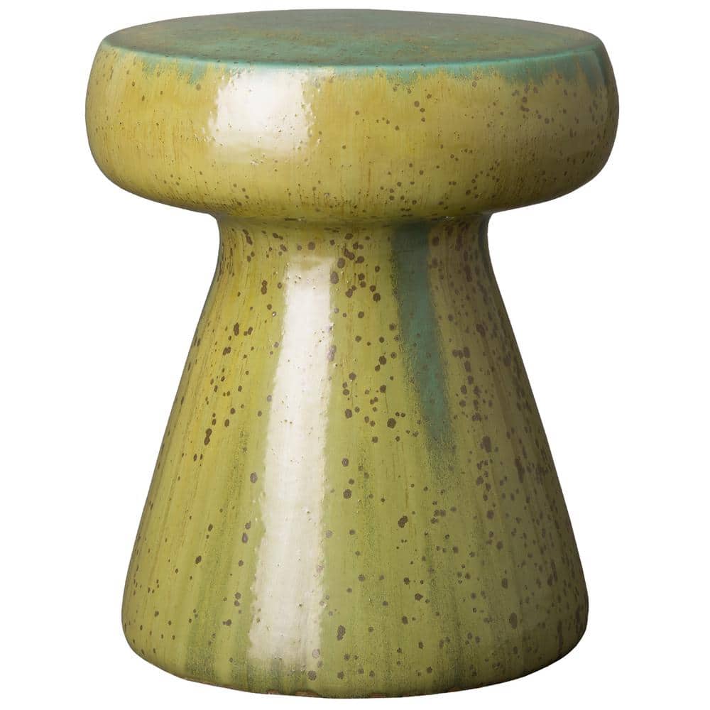 Emissary Mushroom 18 in. H Moss Round Ceramic Garden Stool 12150MO ...