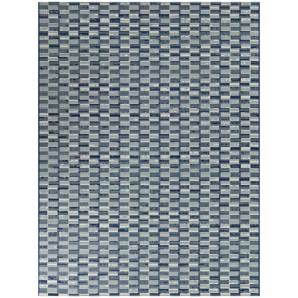 BALTA Joan Blue 5 ft. 3 in. x 7 ft. Checkered Indoor/Outdoor Area Rug ...