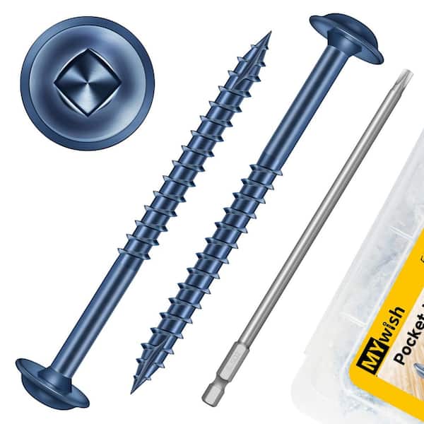 MYWISH 100-Pack #8 x 2 in. Blue Self-Tapping Square Washer Head Wood ...