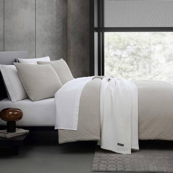 VERA WANG Puckered Textured 3-Piece Grey Cotton Rich Queen VERA WANG Puckered Textured 3-Piece Grey Cotton Rich Queen