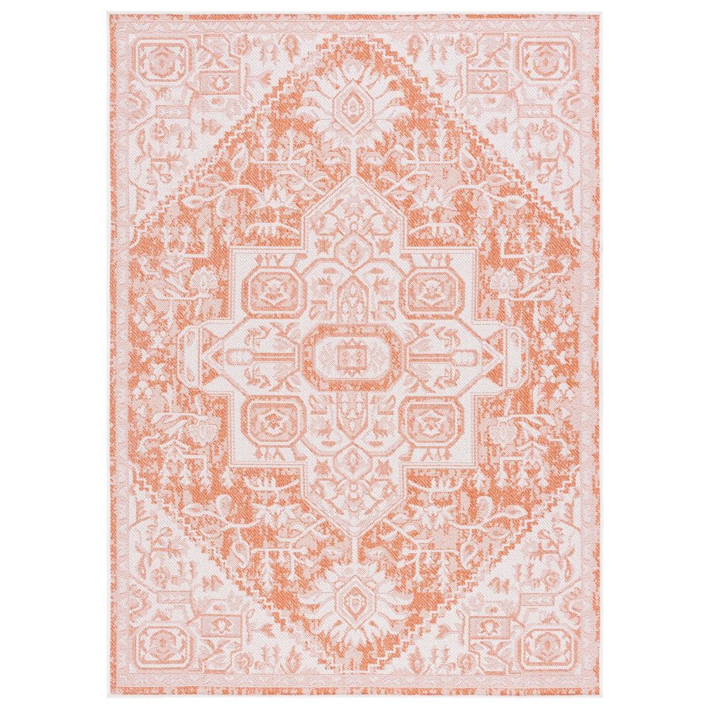 SAFAVIEH Bermuda Rust/Ivory 5 ft. x 8 ft. Border Ornate Indoor/Outdoor ...