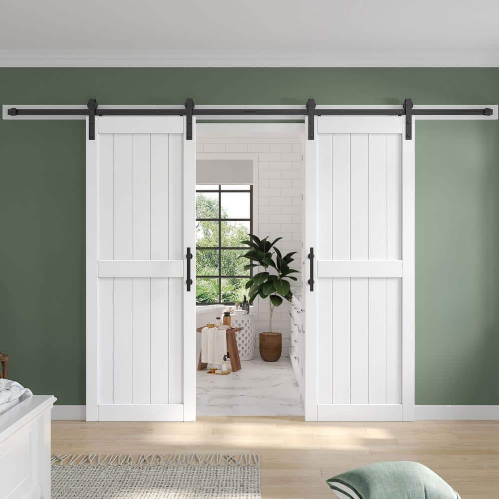 easelife 60 in. x 84 in. (Double 30 in doors) White Paneled H Shape ...