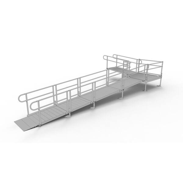 EZ-ACCESS PATHWAY 26 ft. L-Shaped Aluminum Wheelchair Ramp Kit w/Solid ...