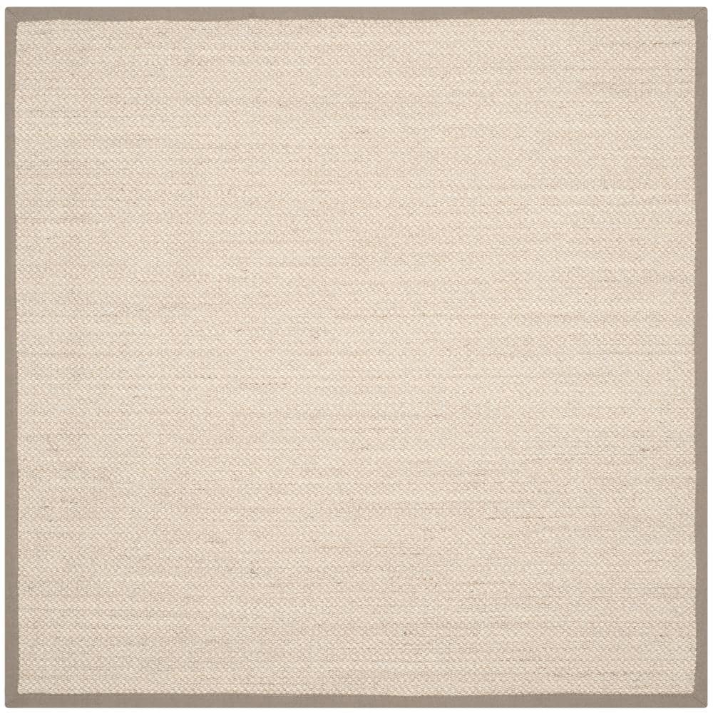 SAFAVIEH Natural Fiber Marble/Khaki 8 ft. x 8 ft. Square Border Area ...