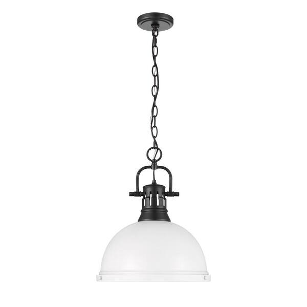 Golden Lighting Duncan 100-Watt 1-Light Matte Black Pendant Light with ...
