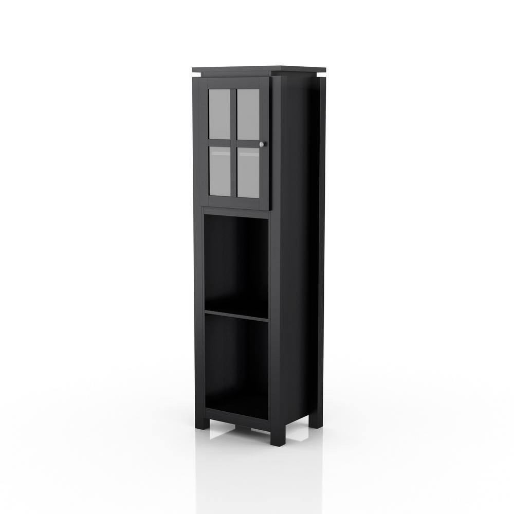 Furniture of America Tymon 68.9 in. Black MDF 3-Shelf Accent Bookcase ...