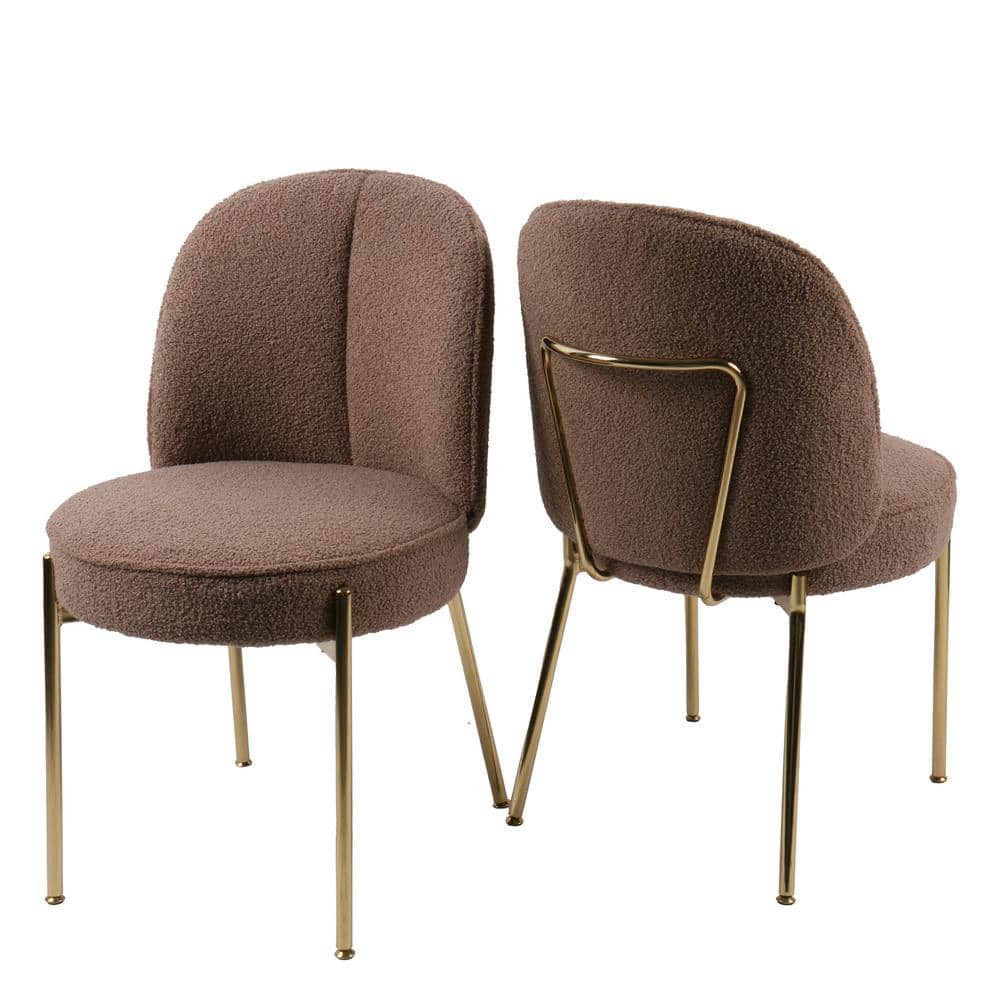 Boyel Living Teddy Fabric Dinning Chair in Brown with Adjustable Foot ...