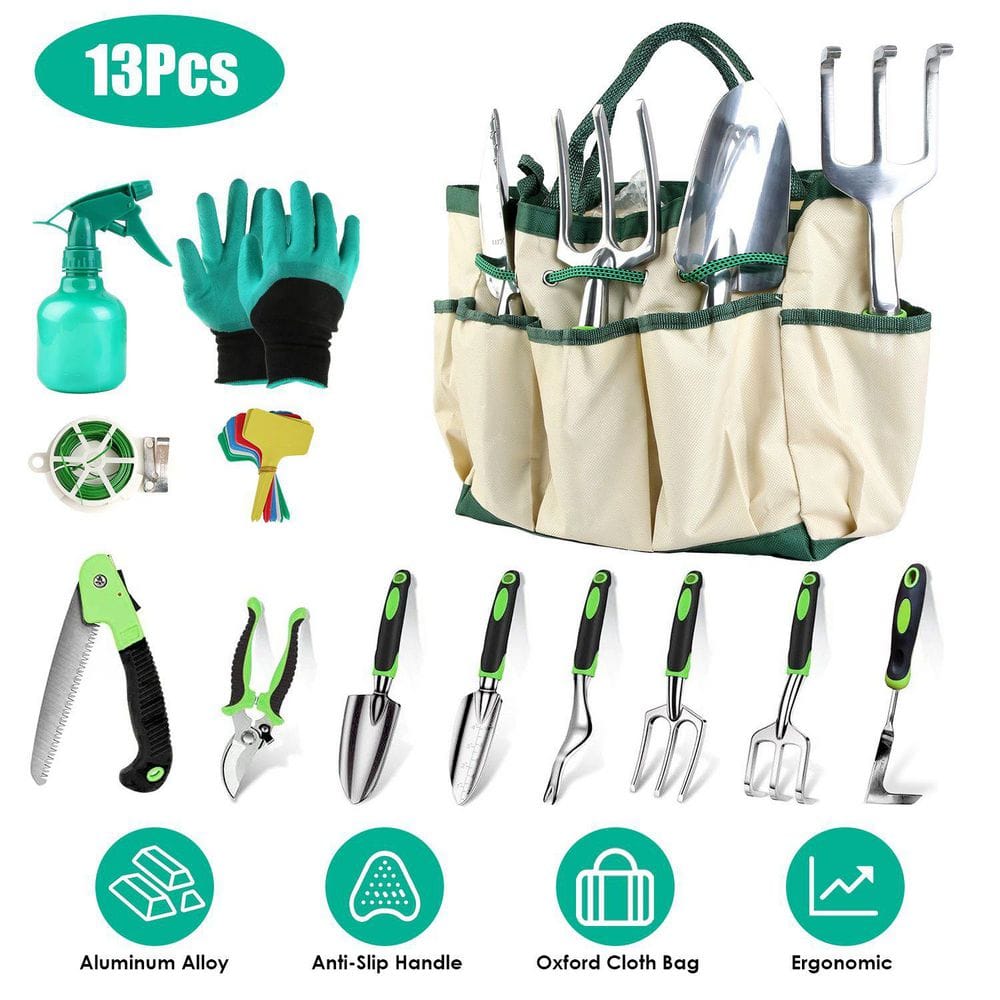 AFAIF 13-Piece Garden Tools Set, Aluminum Alloy Gardening Hand Tools ...