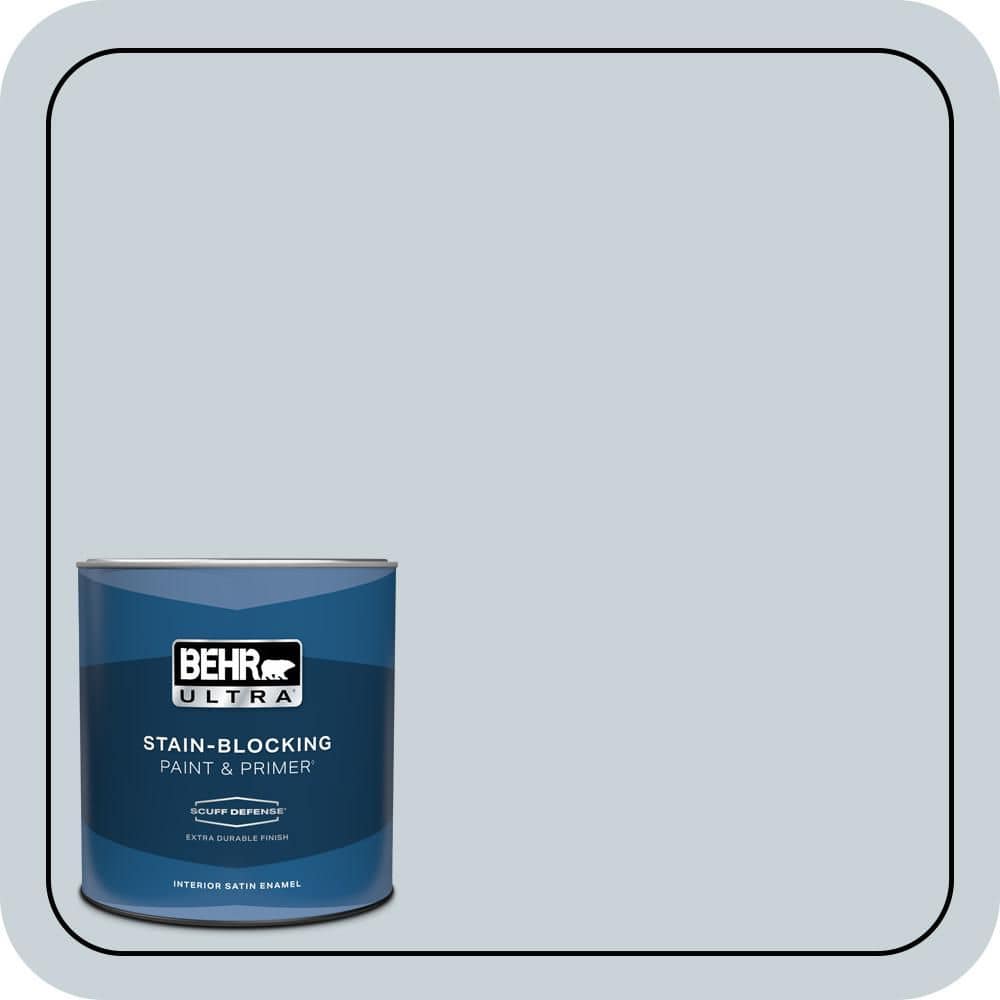 BEHR ULTRA 1 qt. #N480-1 Light Drizzle Extra Durable Satin Enamel ...