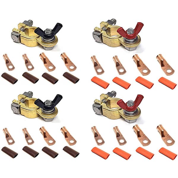 WindyNation Brass Marine Grade Battery Terminal Top Post Kit for RV ...