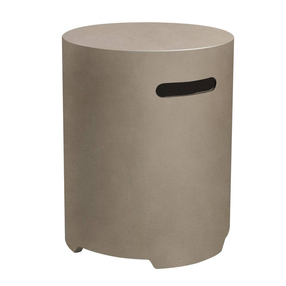 UPHA 20 in. Brown Round Concrete Outdoor Propane Tank Cover Table ...