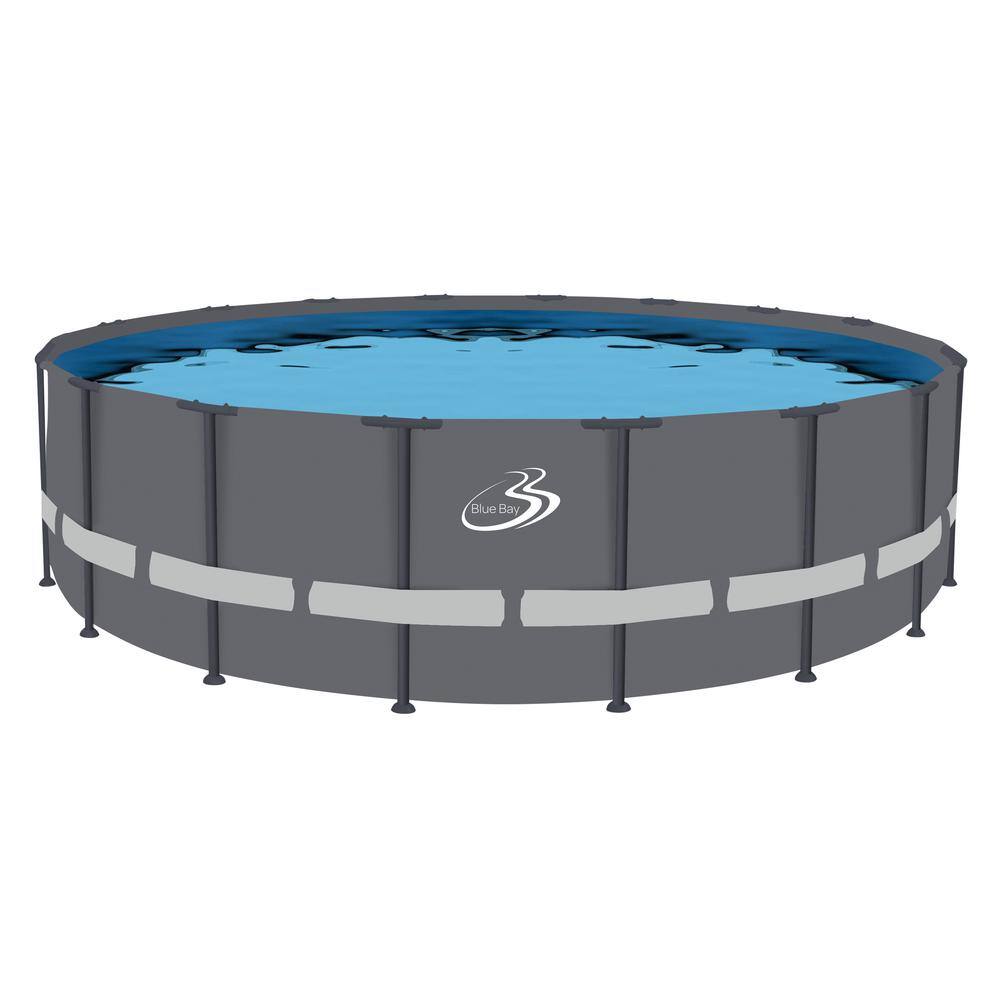 Sunneday Bluebay 18 ft., 52 in. Round Soft-Sided Pool Grey/Grey Tubing ...