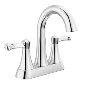 Delta Faryn 4 in. Centerset Double-Handle Bathroom Faucet in Polished ...