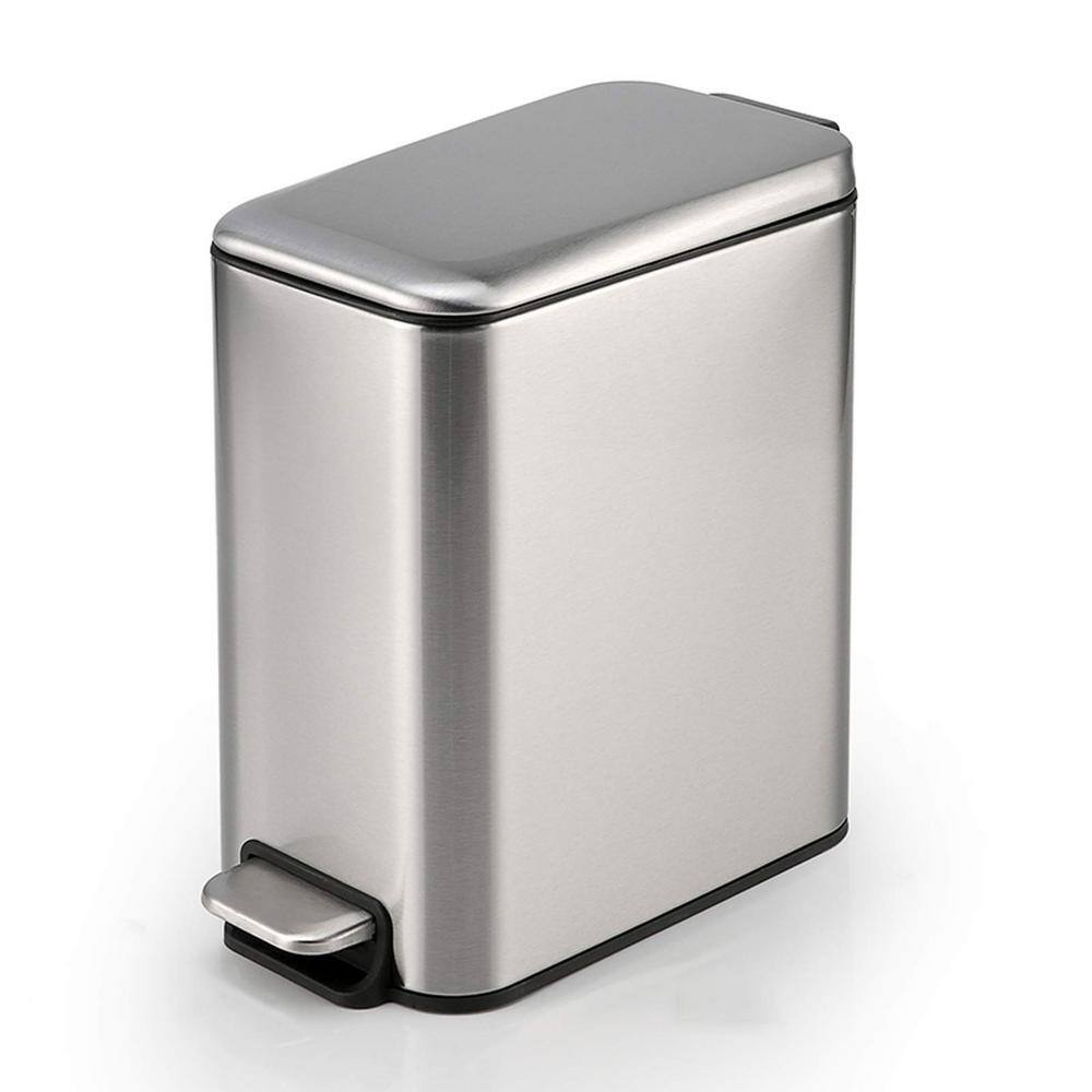 FAWEY TRED INC 1.3 Gal. Brushed Stainless Steel Trash Can with Lid and ...