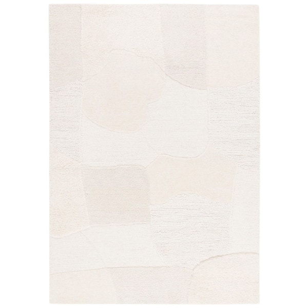 SAFAVIEH Manhattan 8 ft. x 10 ft. Ivory/Beige Solid Color Geometric ...