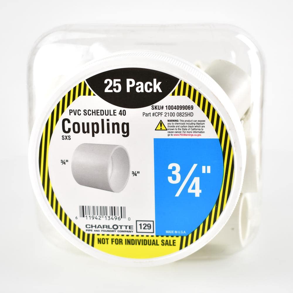 Charlotte Pipe 3/4 in. PVC Schedule 40 S x S Coupling Pro Pack (25-Pack ...